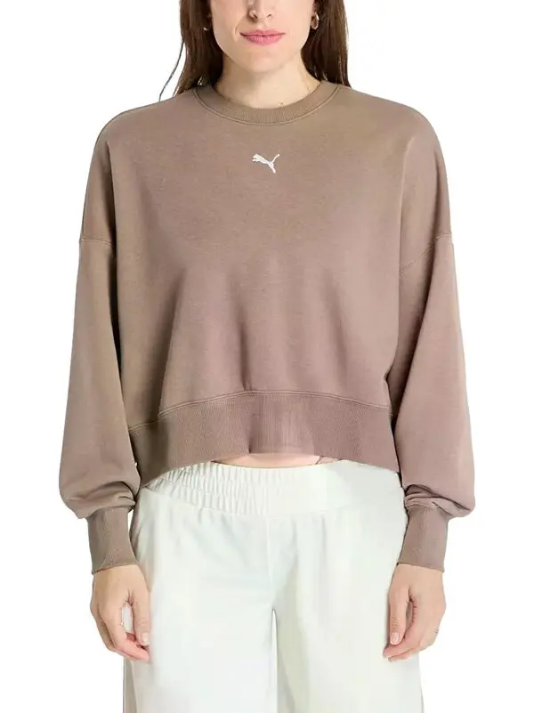PUMA Logo-embroidered Cropped Sweater - Brown