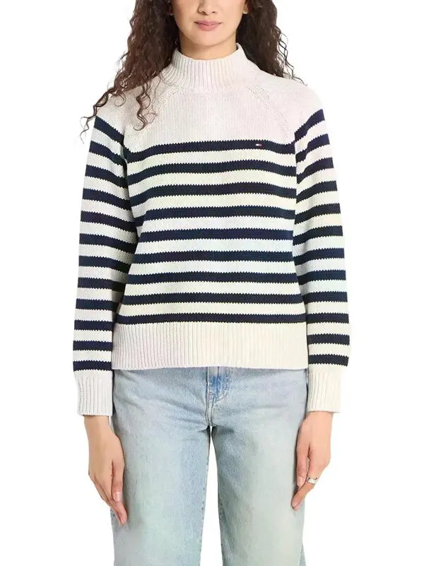 Tommy Hilfiger Stripe-pattern Raglan-sleeve Sweater - White