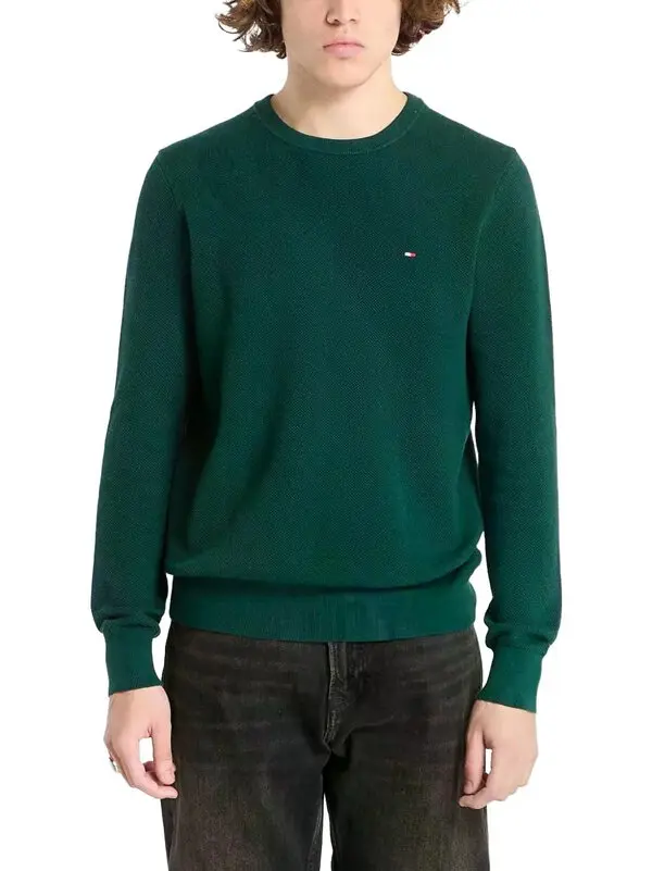 Tommy Hilfiger Logo-patch Waffle-knit Sweater - Green