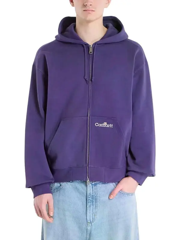 Carhartt Work In Progress Logo-embroidered Zip-up Hoodie - Purple