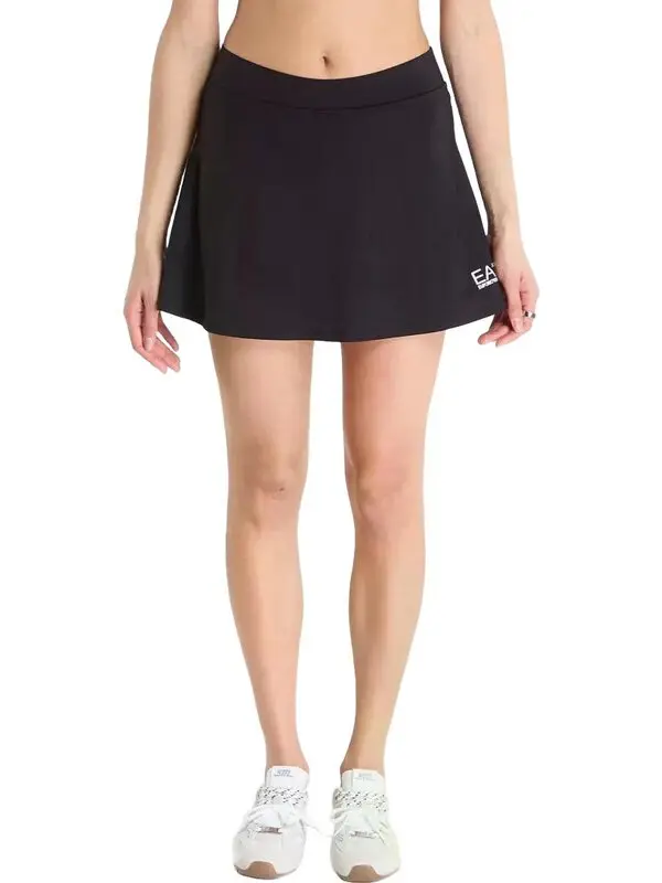 EA7 Logo-print Flared Mini Skirt - Black