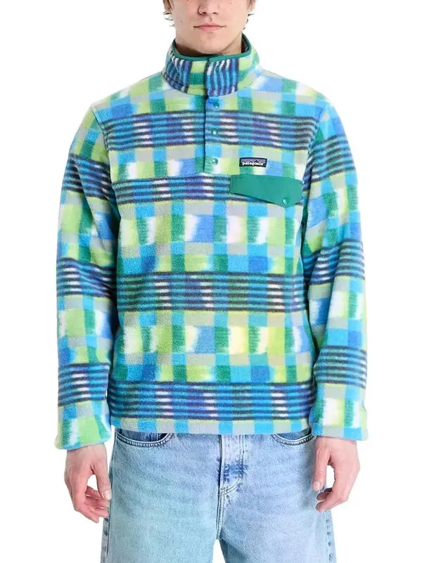 Patagonia Check-pattern Fleece Pullover - Blue