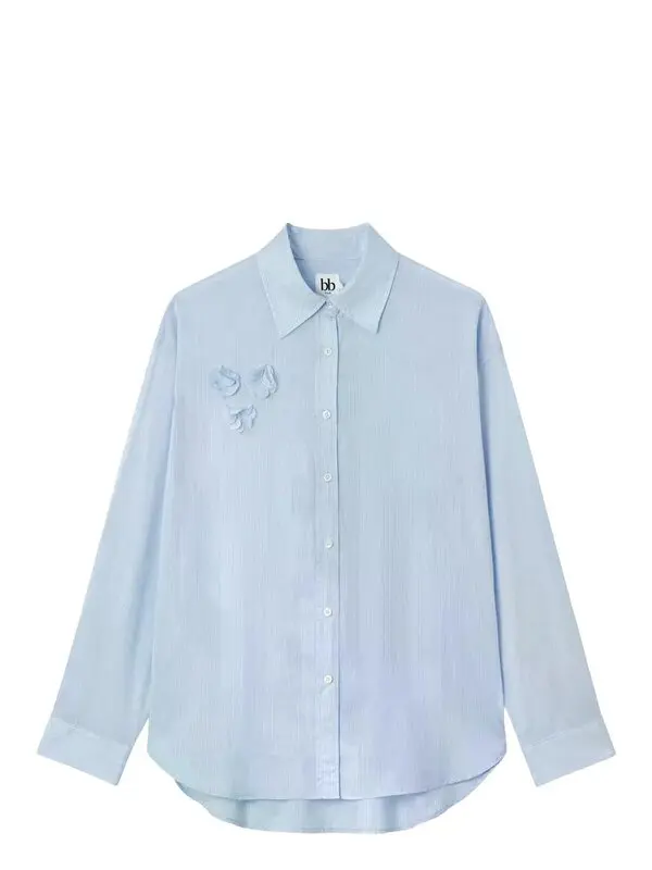 B+AB Floral-appliqué Striped Shirt - Blue