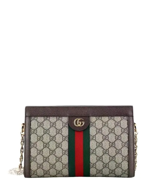 Gucci Ophidia Chain Shoulder Bag Gg Coated Canvas Small - Brown