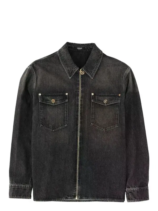 Versace Zip-up Denim Jacket - Black