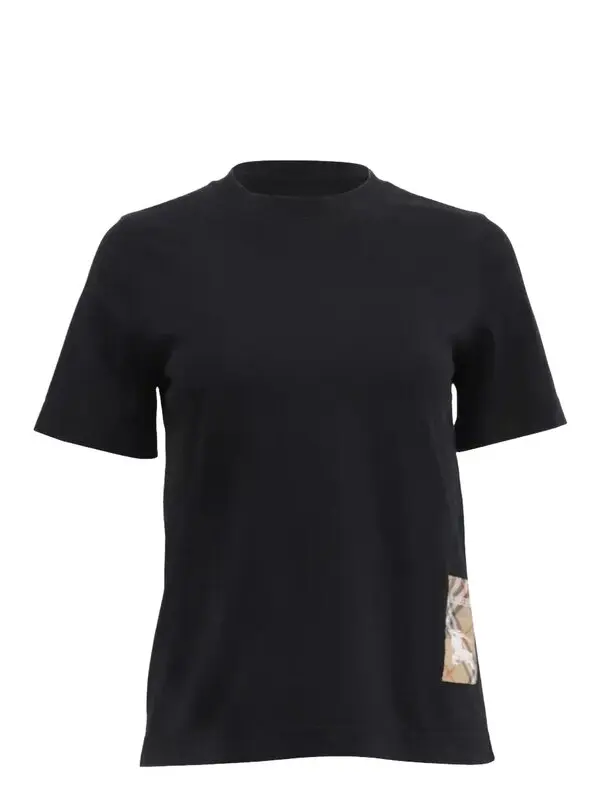 Burberry Check Patched T-shirt - Black