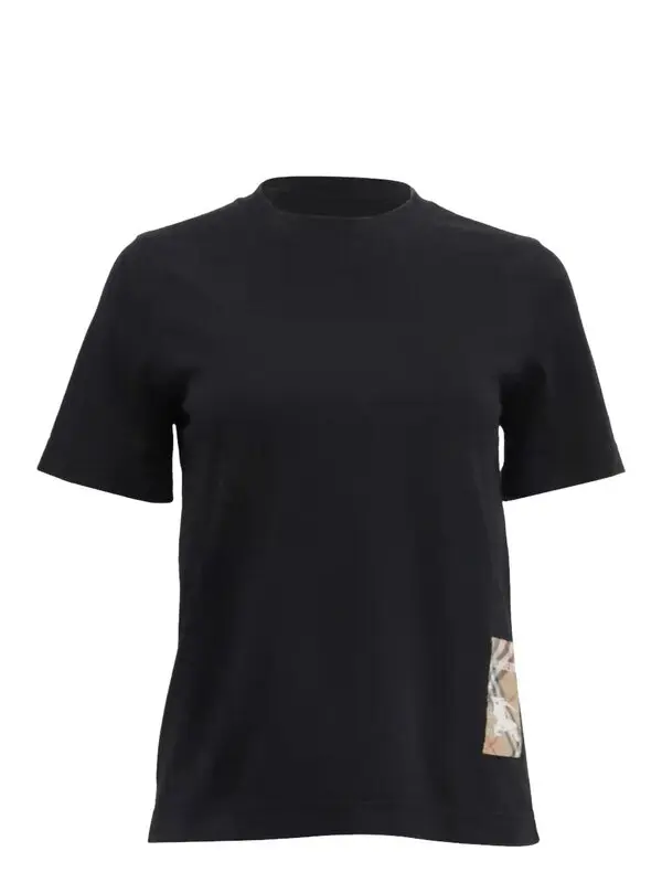 Burberry Check Patched T-shirt - Black