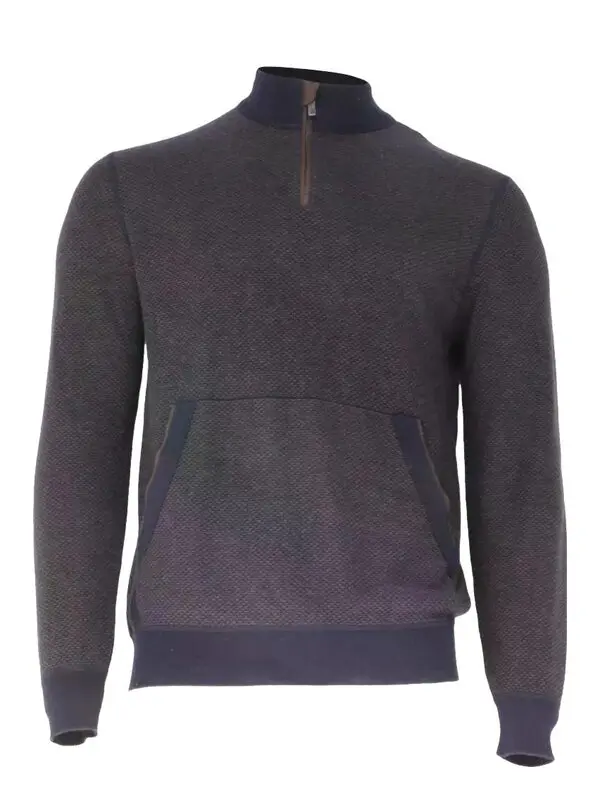 Ermenegildo Zegna Half-zip Textured Knit Sweater - Blue