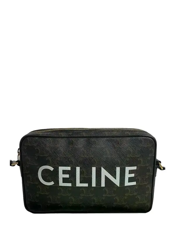 Celine 2022 Medium Triomphe Logo Crossbody Bag - Black