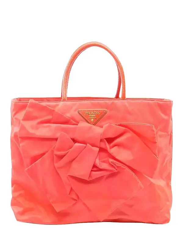 Prada 2010-2026 Tessuto Fiocco Bow Tote Bag - Orange