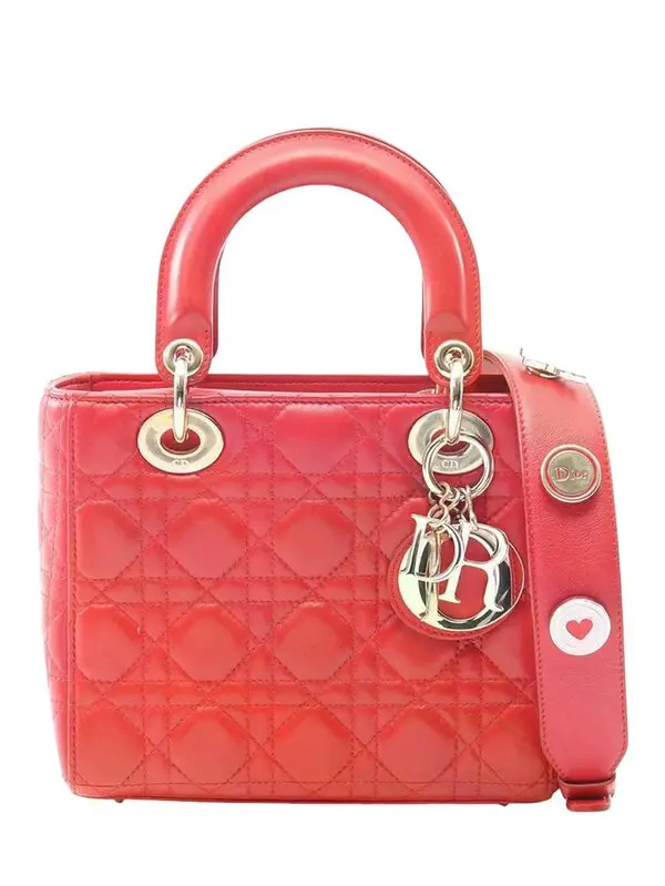 Dior 2010-2026 Small Calfskin Cannage My Abcdior Lady Satchel - Red