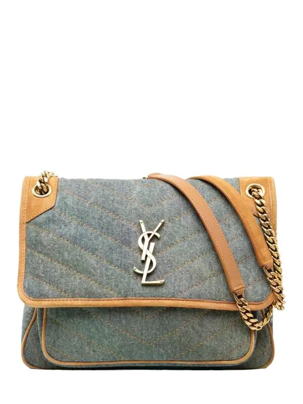 Saint Laurent 2022 Medium Denim Niki Shoulder Bag - Blue