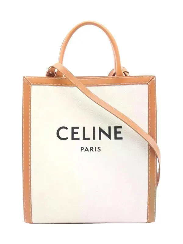 Celine Small Canvas Vertical Cabas Satchel - Brown
