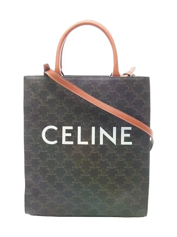 Celine Small Triomphe Coated Canvas Vertical Cabas Tote - Brown