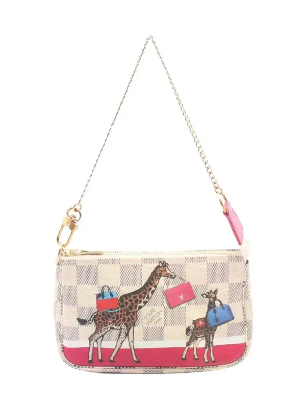 LOUIS VUITTON Damier Azur Giraffe Mini Pochette Accessoires - White
