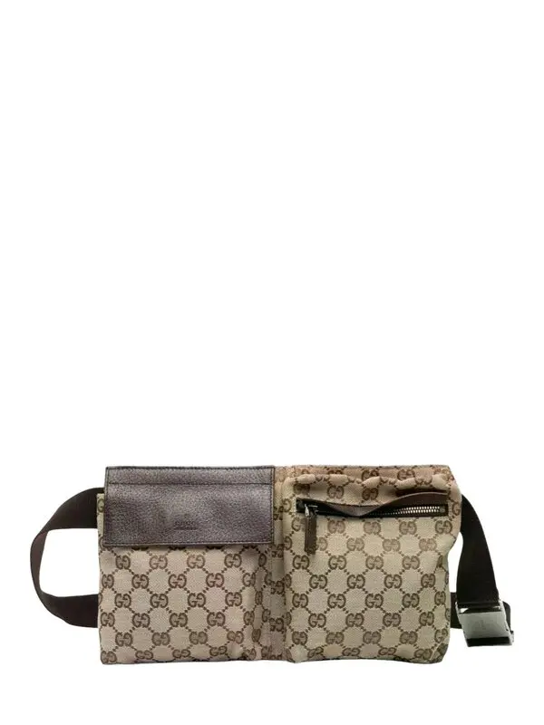 Gucci Gg Canvas Double Pocket Belt Bag - Neutrals