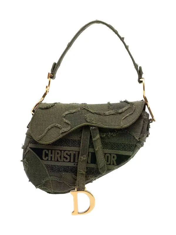 Dior 2019 Embroidered Camouflage Saddle Bag - Green