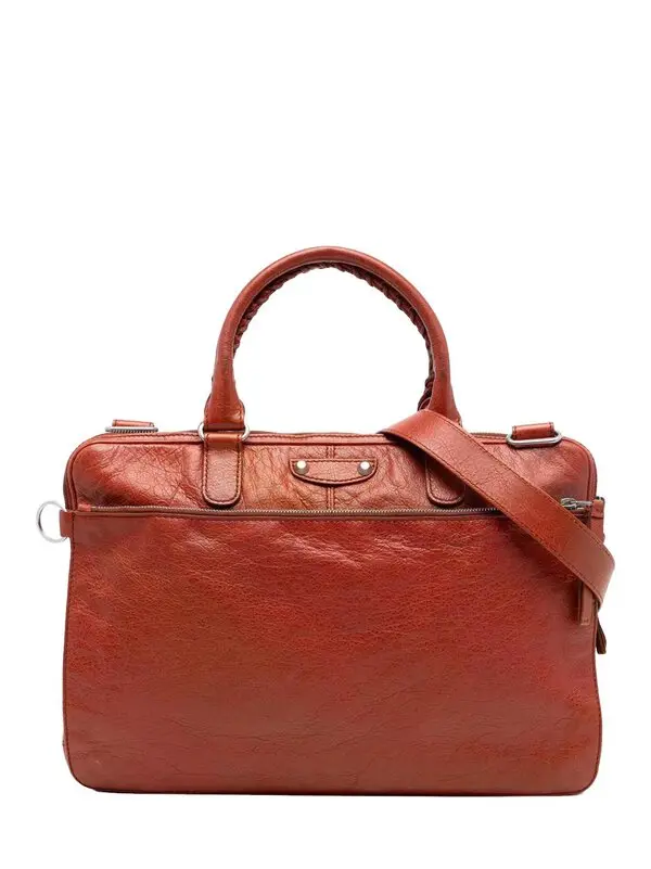 Balenciaga 2012 Lambskin Motocross Giant 12 Briefcase - Red