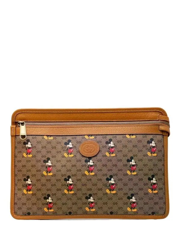 Gucci Disney X Micro Gg Supreme Mickey Mouse Clutch - Brown
