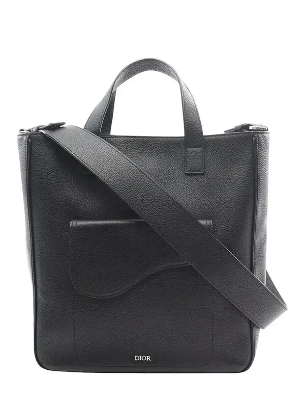 Dior 2010-2026 Leather Saddle Tote Bag - Black