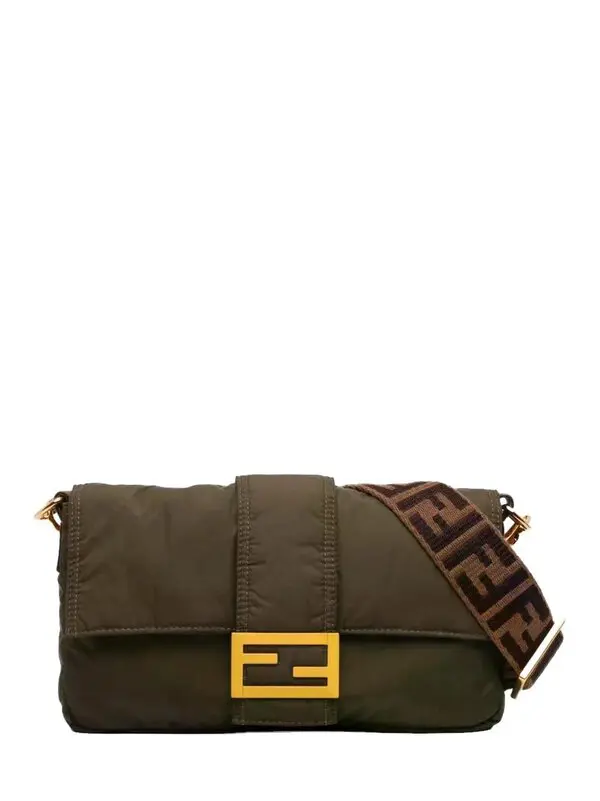 Fendi Nylon Convertible Baguette Satchel - Brown