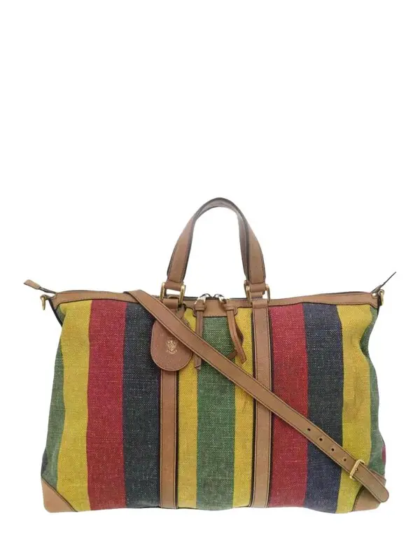Gucci Baiadera Canvas Striped Weekender Travel Bag 2000-2015 - Yellow