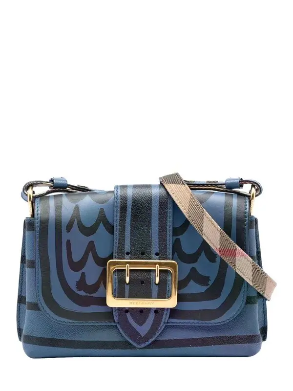 Burberry Small Printed Leather Buckle Crossbody Bag - Blue
