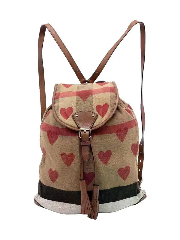 Burberry Mega Check Canvas Chiltern Hearts Backpack - Brown