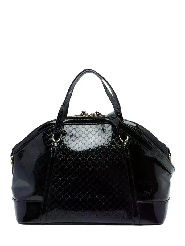 Gucci Large Microssima Patent Dome Satchel - Black