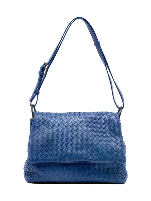 Bottega Veneta 2012-2026 Nappa Intrecciato Flap Shoulder Bag - Blue