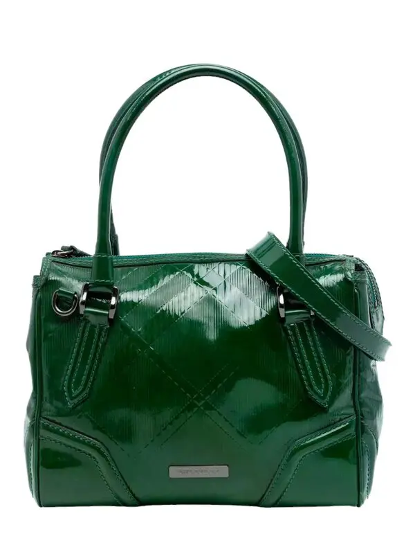 Burberry Medium Embossed Patent Anford Satchel - Green