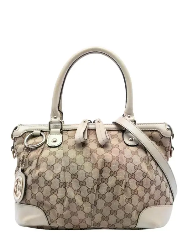 Gucci Gg Canvas Sukey Satchel - White