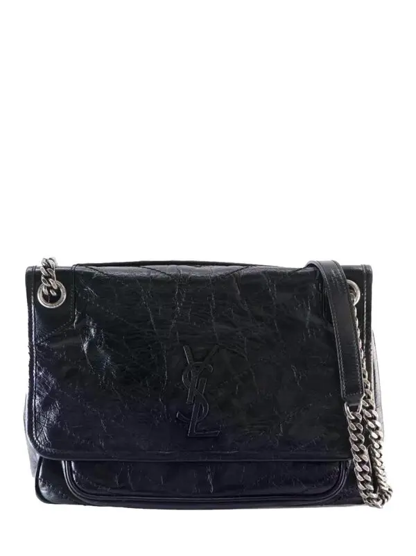 Saint Laurent 2022 Medium Crinkled Calfskin Niki Shoulder Bag - Black