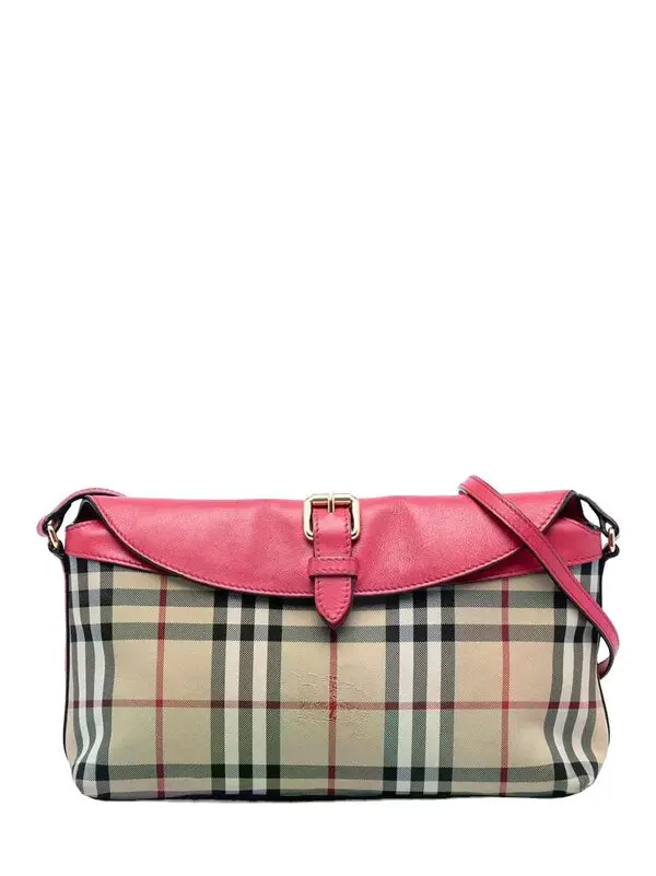Burberry Haymarket Check Canvas Leah Crossbody Bag - Neutrals