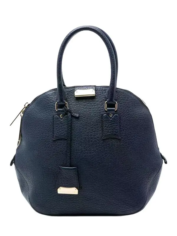 Burberry Grained Calfskin Heritage Orchard Bowling Bag Satchel - Blue