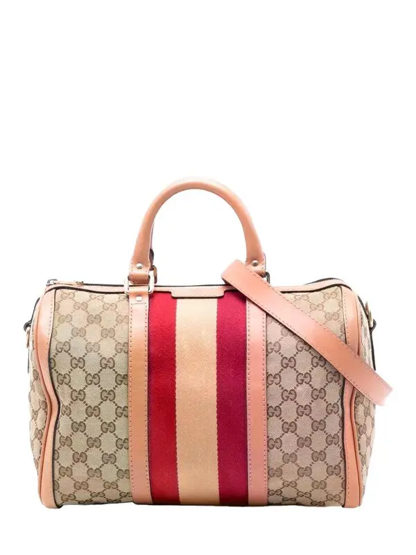 Gucci Medium Gg Canvas Web Joy Boston Bag Satchel - Neutrals