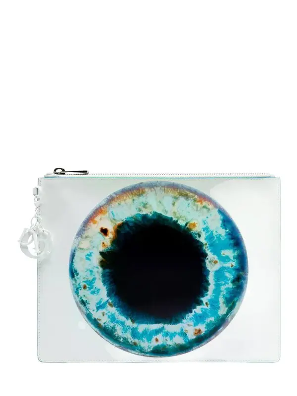Dior 2016 Marc Quinn Eyeball Print Leather Clutch - White