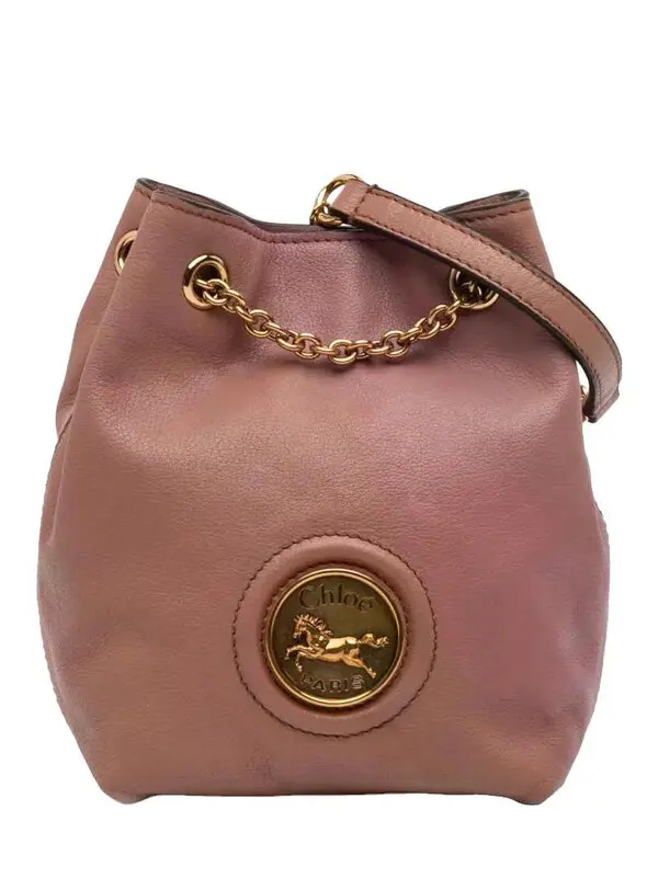 Chloé 2026 Mini Buffalo Leather Horse Medal Bucket Bag - Pink