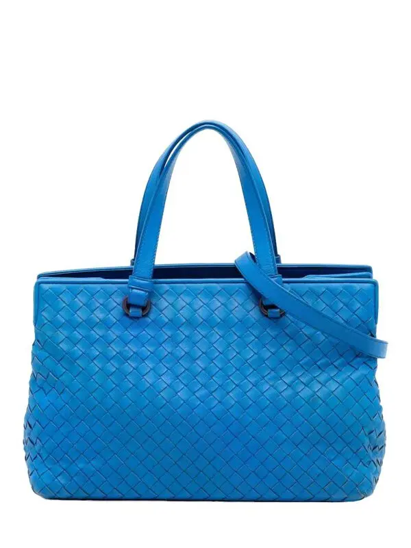 Bottega Veneta Small Nappa Intrecciato Accordion Satchel - Blue