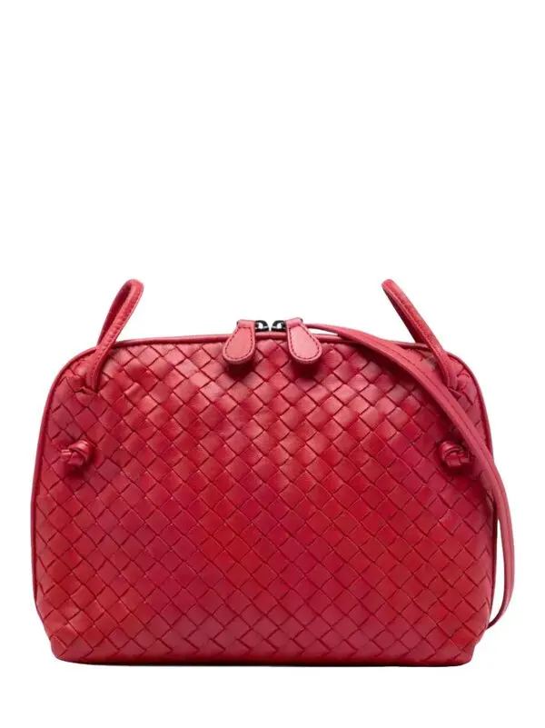 Bottega Veneta Nappa Intrecciato Nodini Crossbody Bag - Red