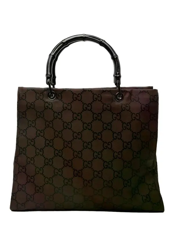 Gucci Gg Nylon Bamboo Handbag - Brown