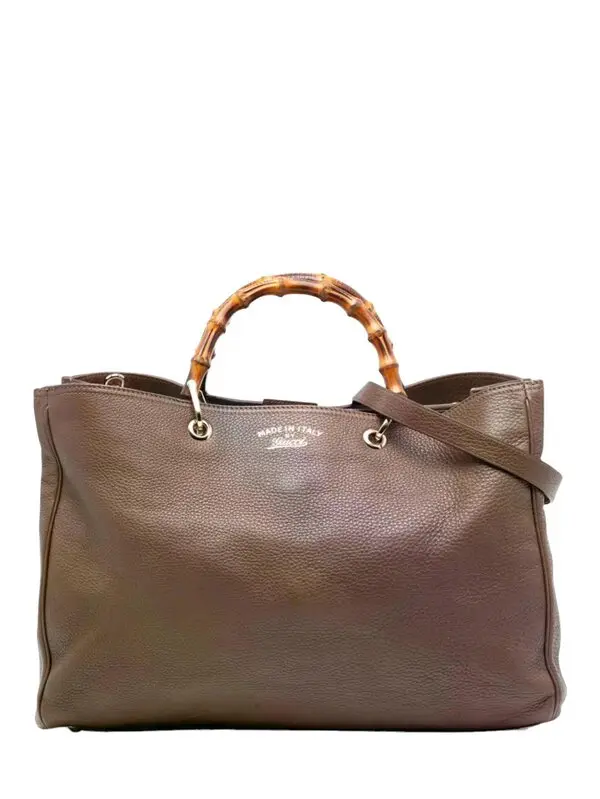 Gucci Large Calfskin Bamboo Shopper - Brown