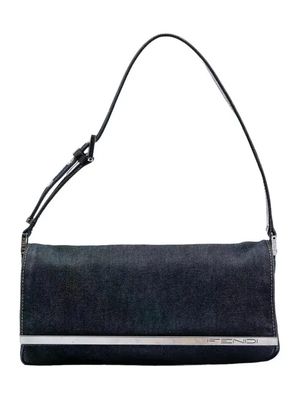 Fendi 2000-2010 Denim Baguette Shoulder Bag - Blue