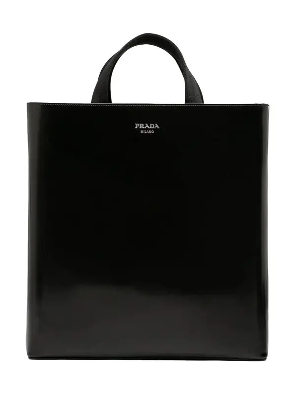 Prada Spazzolato Leather Tote Bag - Black