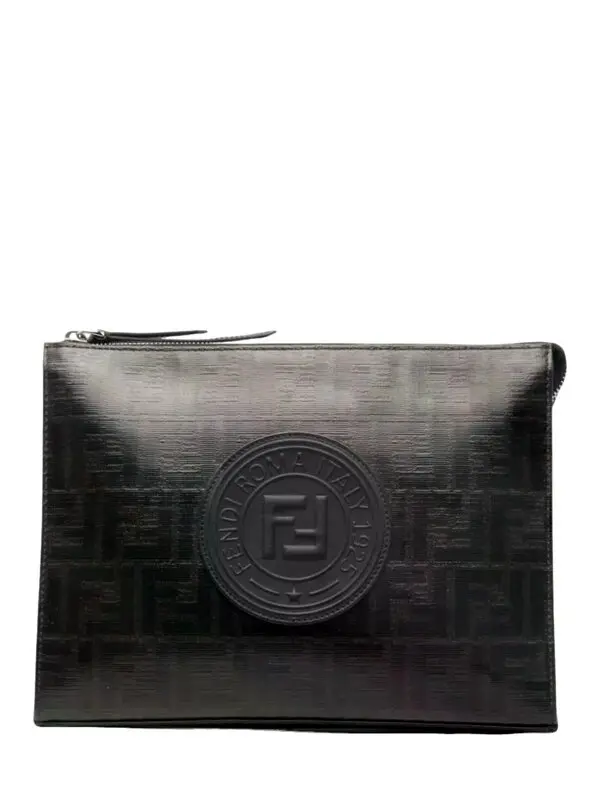 Fendi Zucca Coated Canvas Clutch Bag - Black