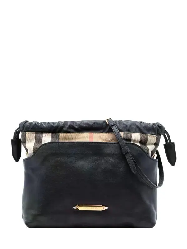 Burberry House Check Canvas And Calfskin Little Crush Crossbody Bag - Black