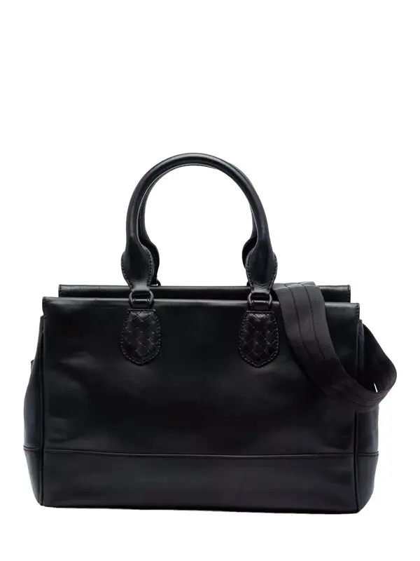 Bottega Veneta Intrecciato Trimmed Ducale Top Handle Satchel - Black
