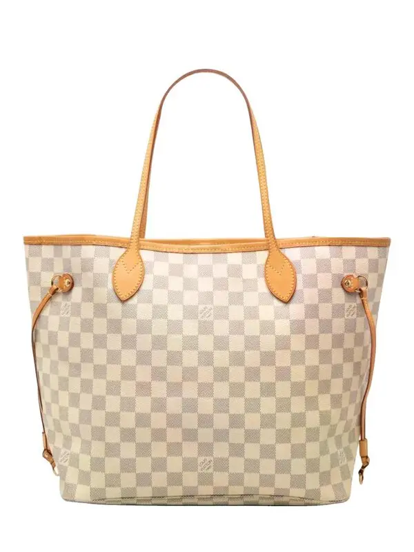LOUIS VUITTON 2018 Damier Azur Neverfull Mm Tote Bag - White