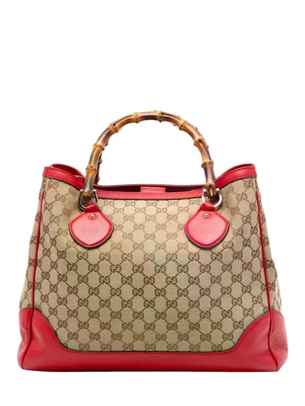 Gucci Gg Canvas Bamboo Diana Tote Bag - Red