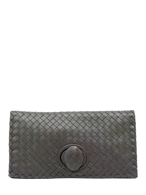 Bottega Veneta 2012-2026 Nappa Intrecciato Turn Lock Clutch - Grey